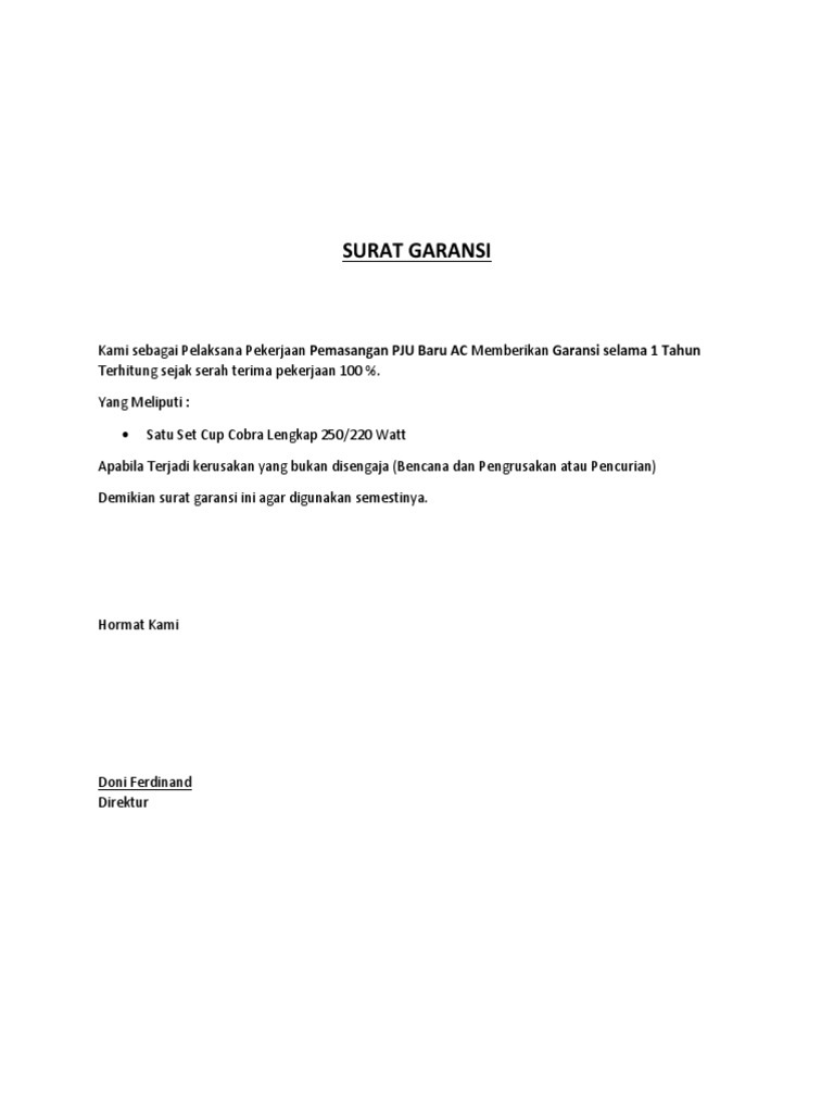 Surat Garansi | PDF