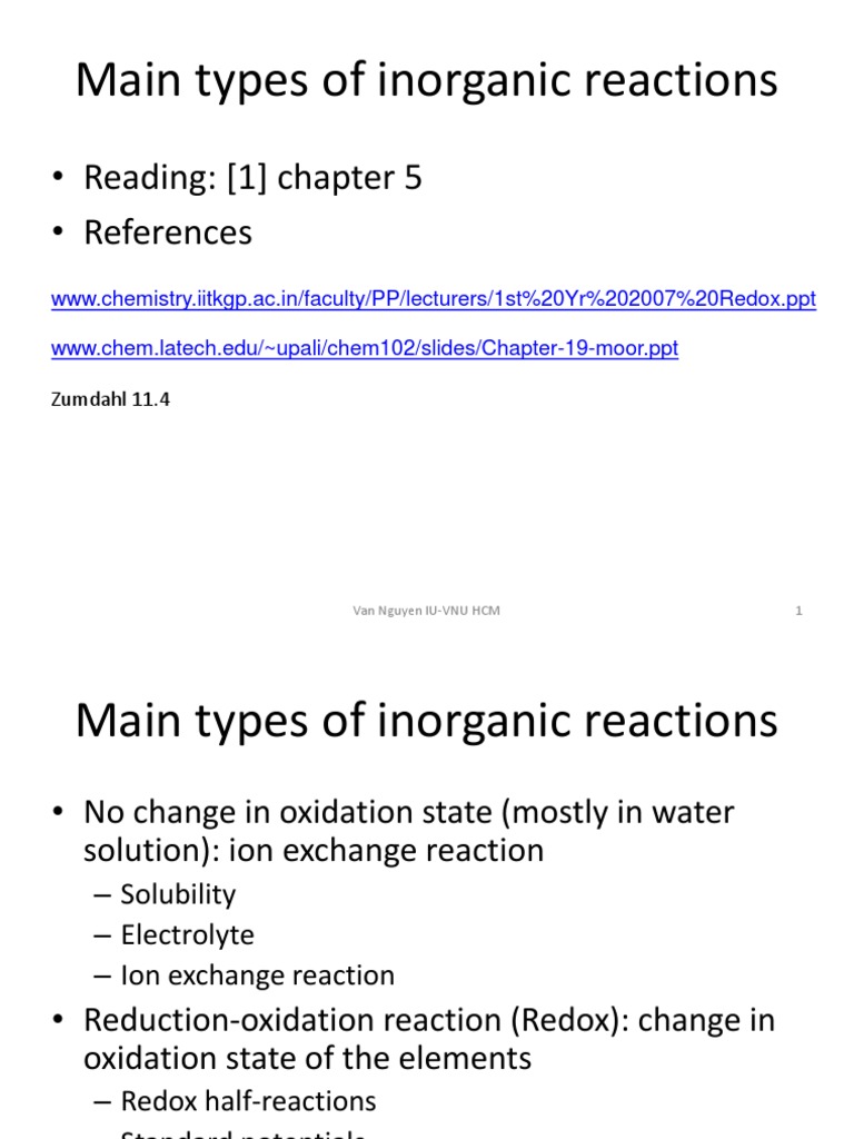 2017-03-13 Types of inorganic reactions.pdf | Electrolyte | Solubility