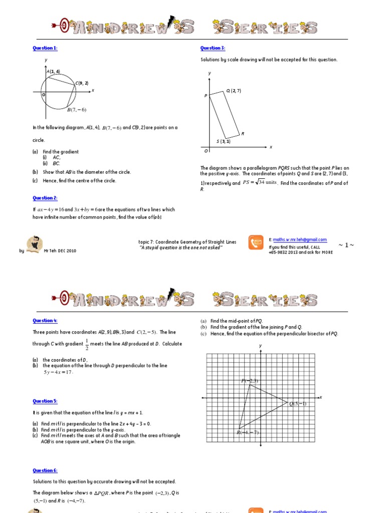 Topic 7-Coordinate Geometry of Straight Lines | PDF | Line (Geometry ...