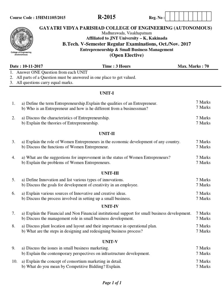 Entrepreneurship & Small Business Management - R2015 - 10!11!2017 | PDF ...