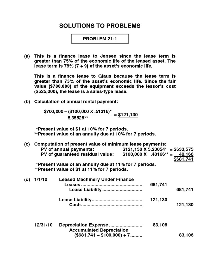 Chapter 21 Lease Accounting Solutions | PDF | Lease | Present Value