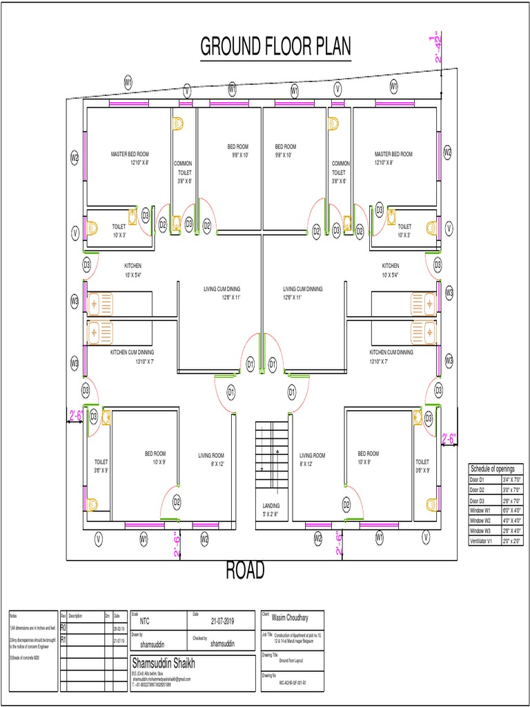 Wasim Choudhary Apartment Rev 01 Ground Floor Changes | PDF | Interior Design | Architectural ...