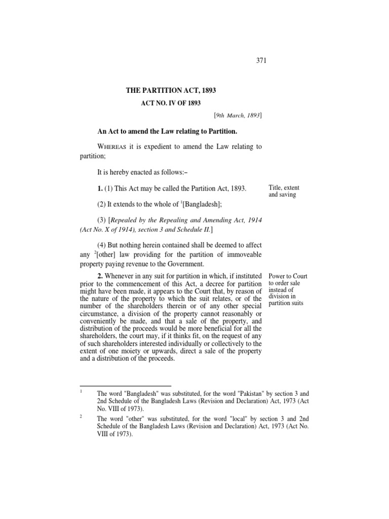 The Partition Act, 1893 | PDF | Decree | Supreme Courts