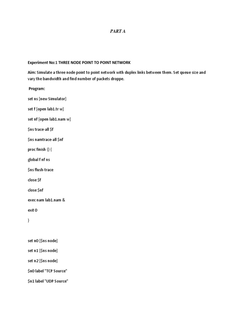 Experiment No:1 Three Node Point To Point Network Aim: Simulate A Three Node Point To Point ...