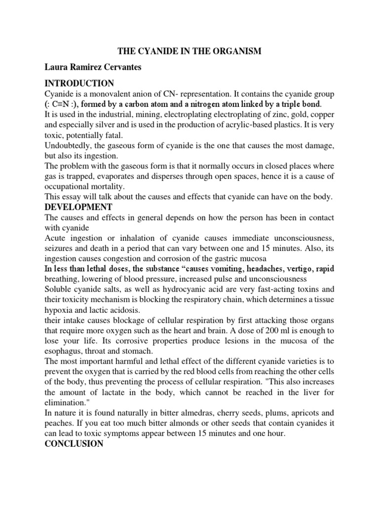 Cyanide's Toxic Effects on Health | PDF | Cyanide | Chemistry