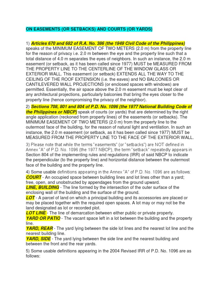 On Easements (Or Setbacks) and Courts (Or Yards) | PDF | Window | Easement
