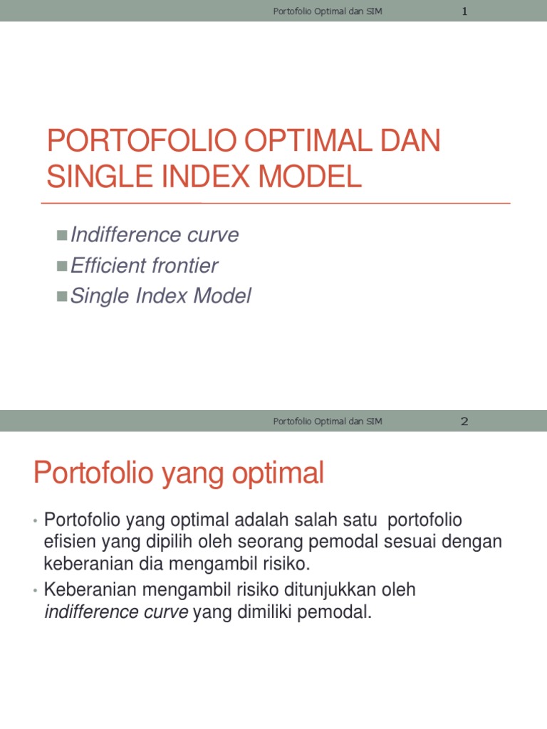 Portofolio Optimal dan Model Indeks Tunggal | PDF | Teknologi & Rekayasa