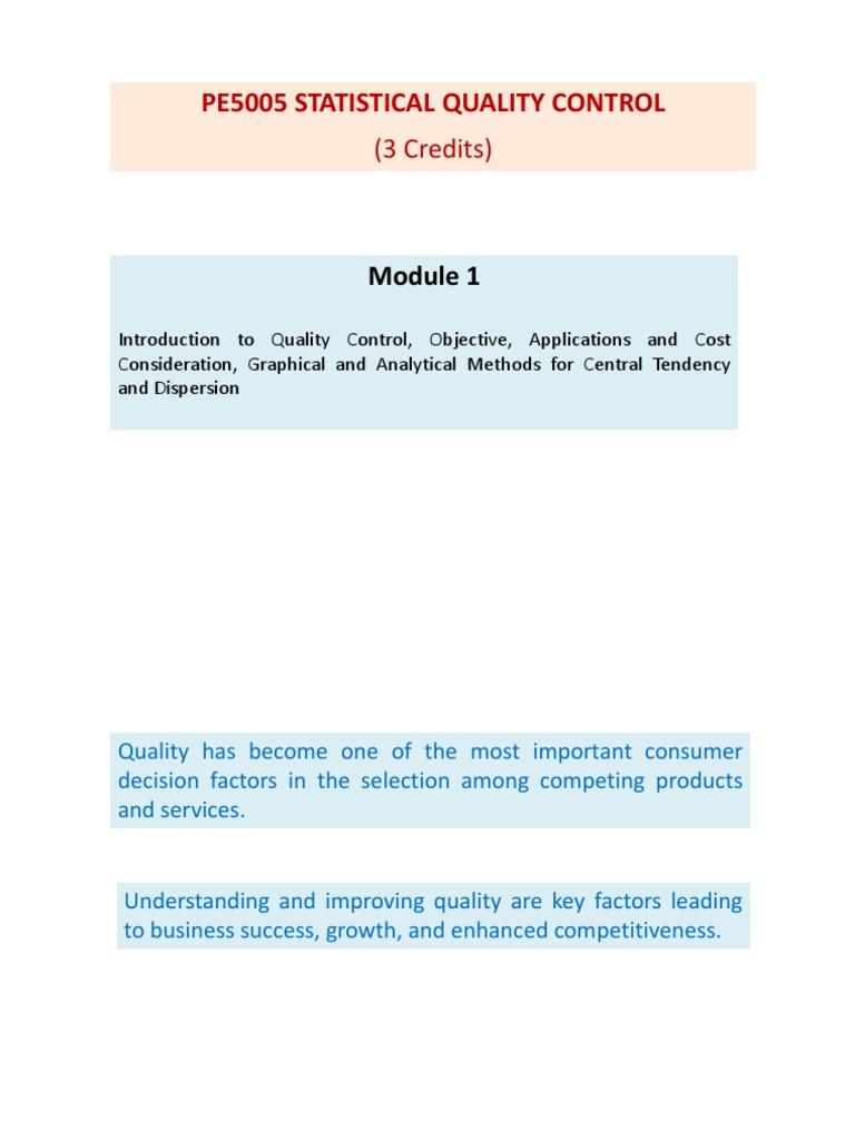 SQC Module I | PDF | Reliability Engineering | Quality (Business)