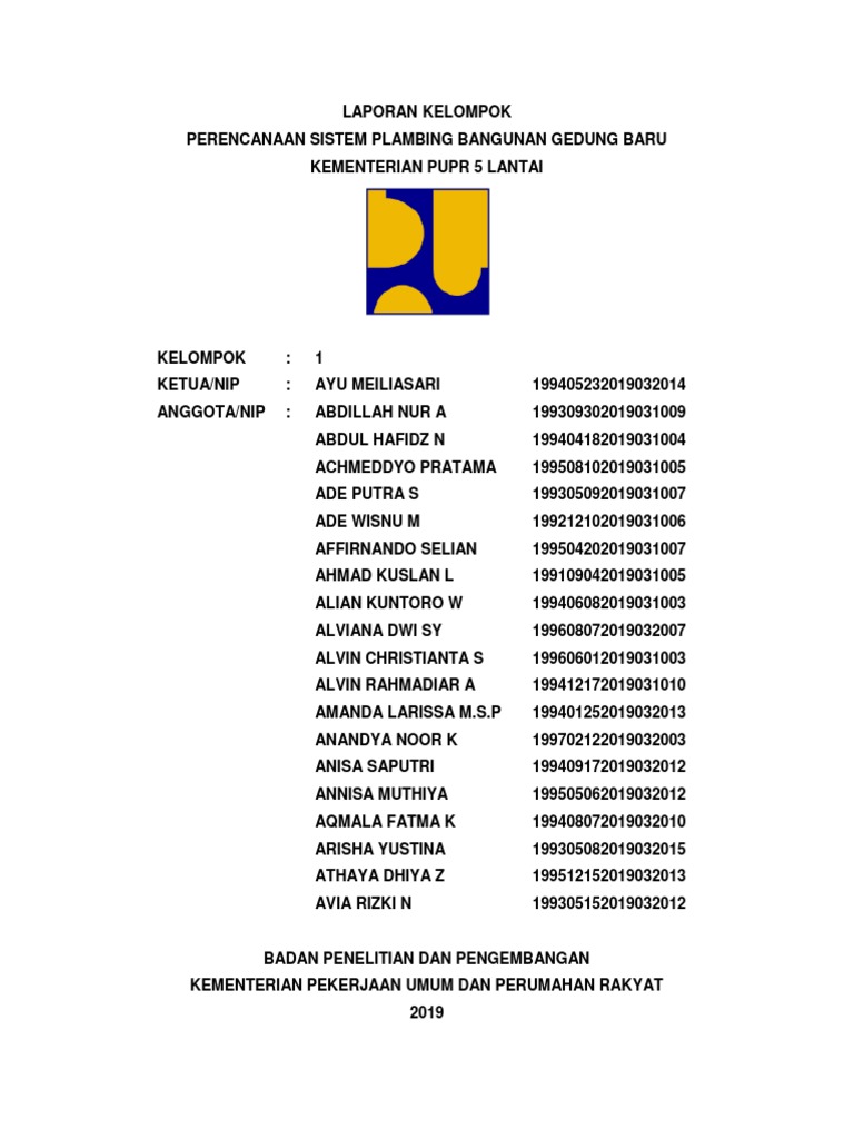 Laporan Kelompok I Plambing | PDF