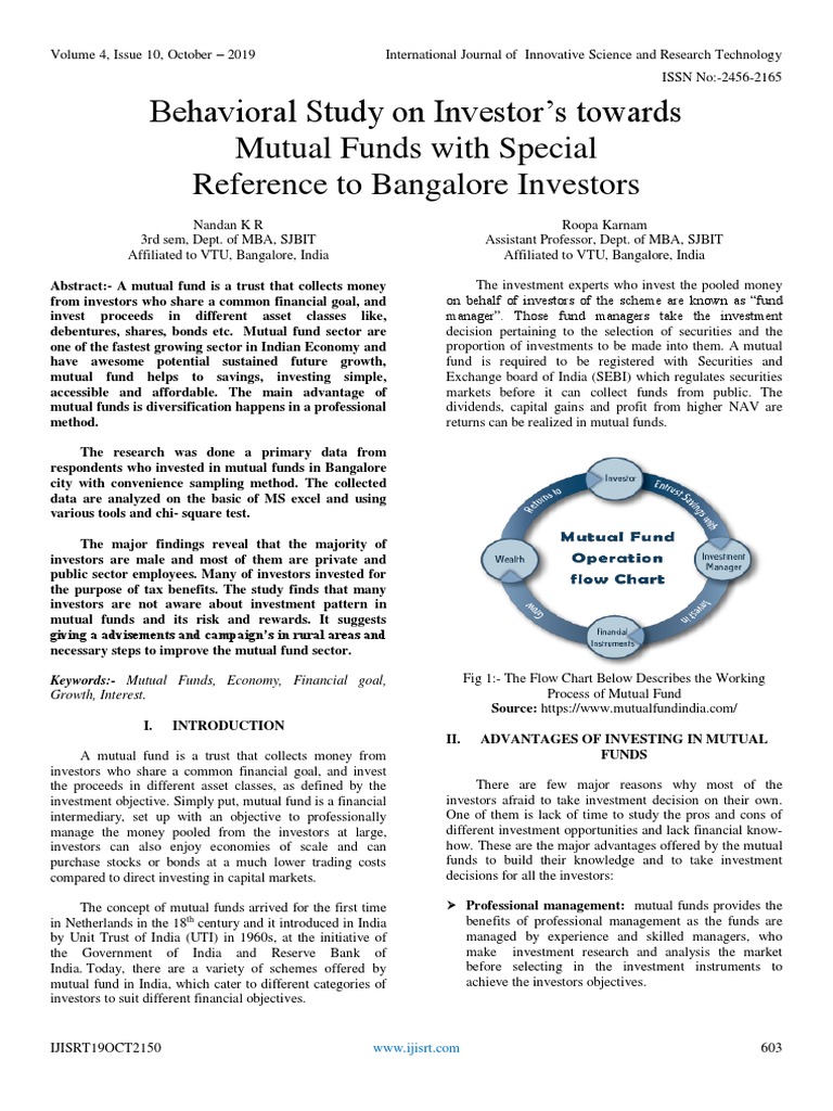 Behavioral Study On Investor's Towards Mutual Funds With Special ...