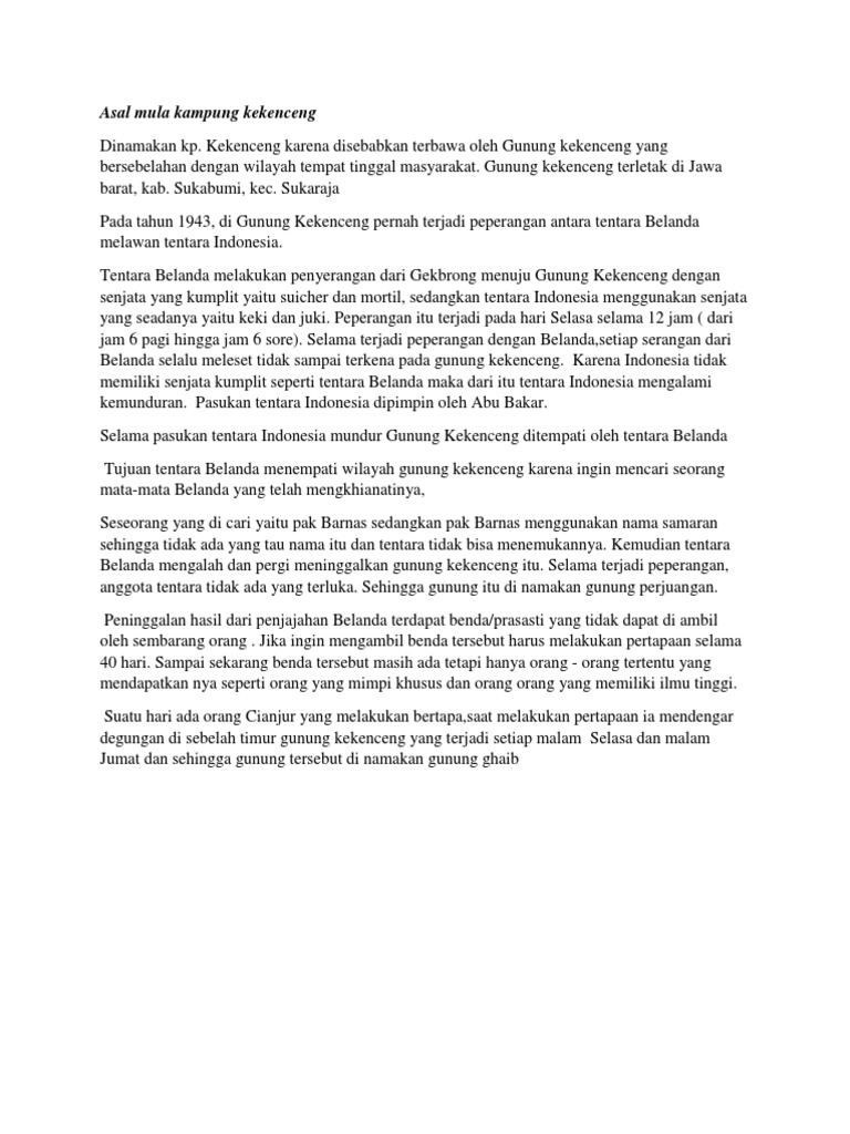 Asal Mula Kampung Kekenceng | PDF