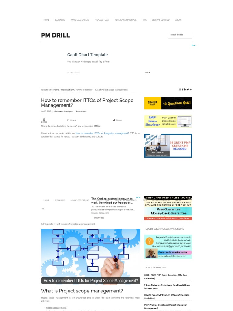 How To Remember ITTOs of Project Scope Management | PDF | Project ...