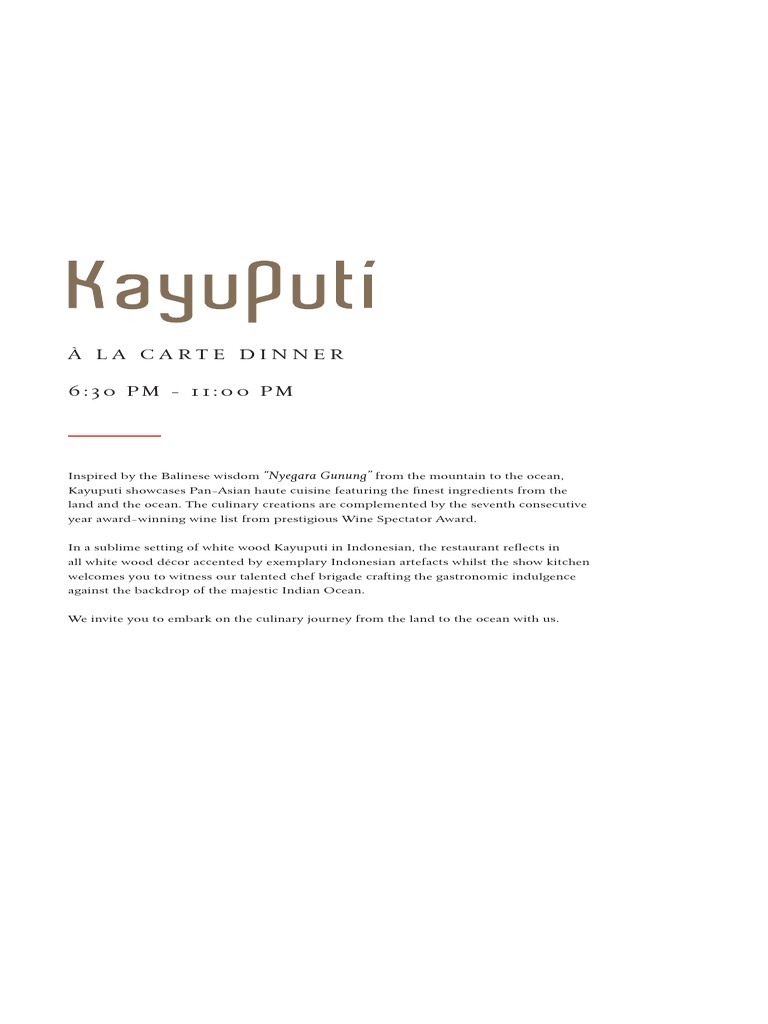 Alacarte Dinner Menu | PDF | Indonesian Cuisine | Ice Cream