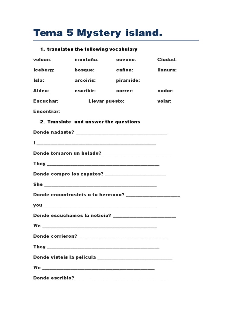 Vocabulario y Preguntas en Español | PDF | Naturaleza