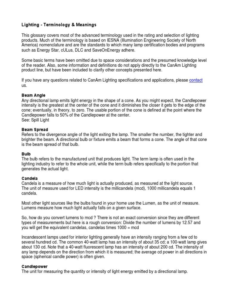LED Lighting Terminology PDF | Download Free PDF | Incandescent Light ...