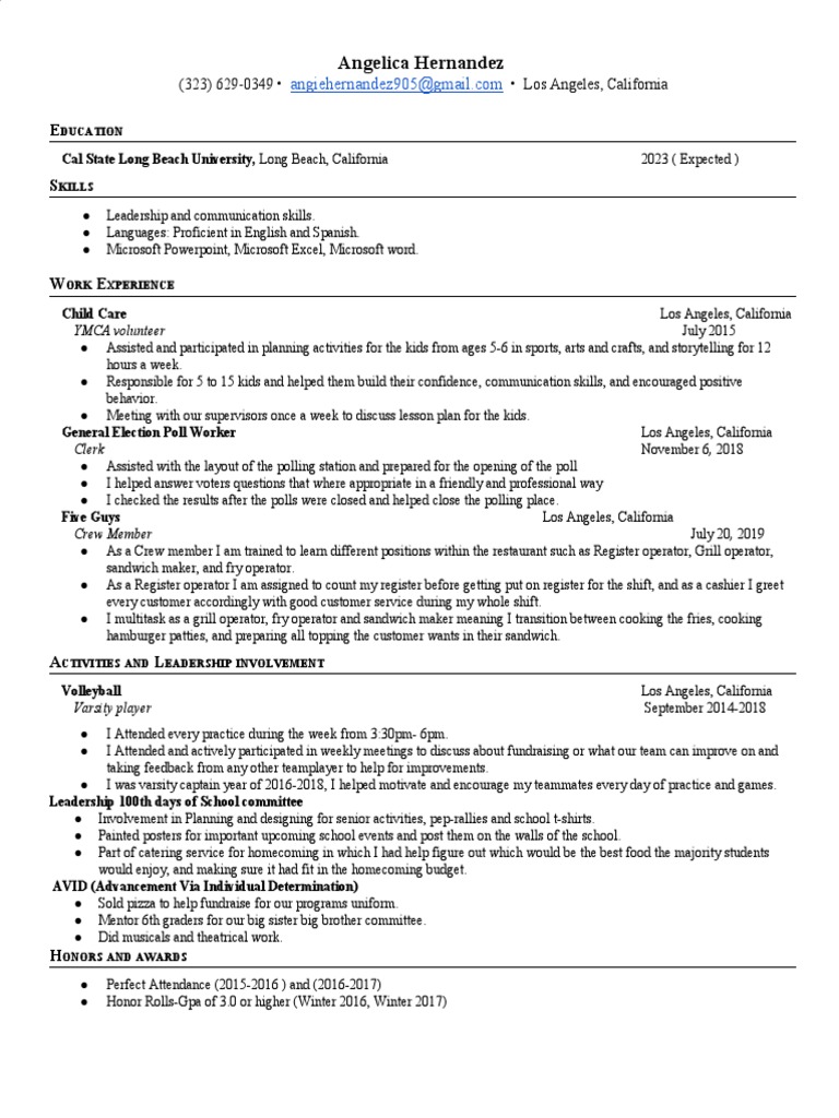 Angelica Hernandez: Resume Overview | PDF | Behavior Modification ...