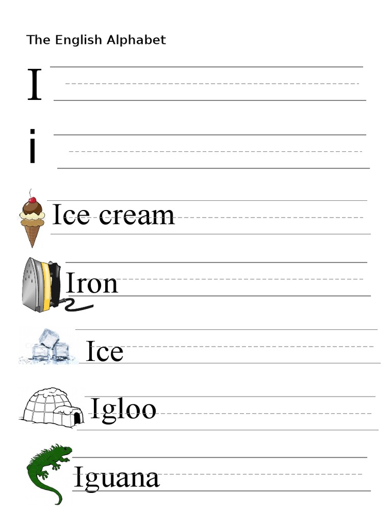 Ice Cream Iron Ice Igloo Iguana: The English Alphabet | PDF