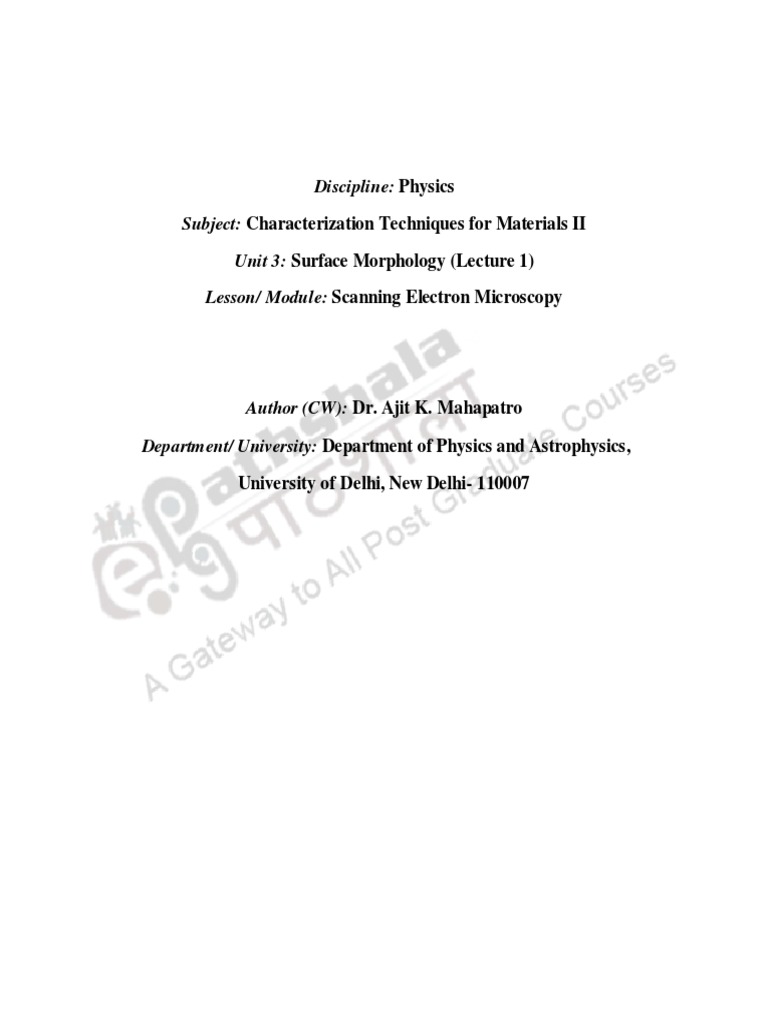 Scanning Electron Micros Pdf Microscope Transmission Electron