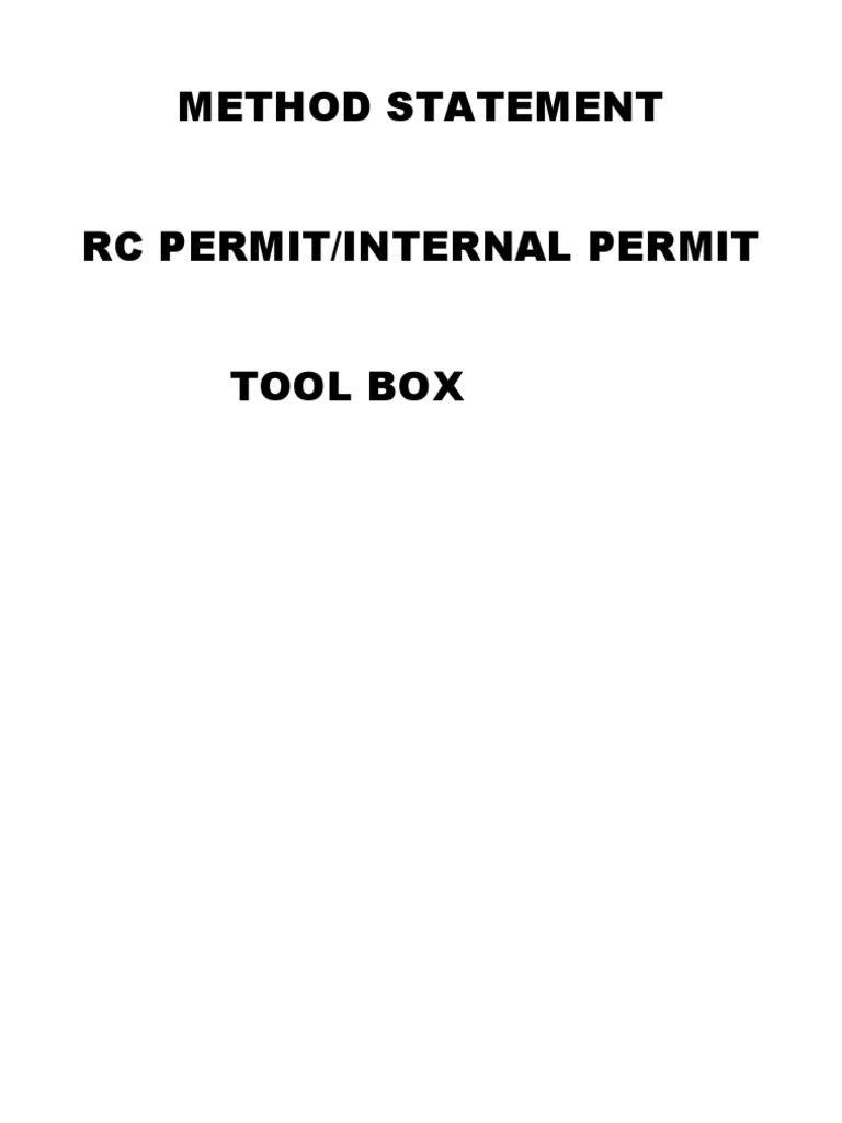 Method Statement RC Permit/Internal Permit Tool Box | PDF