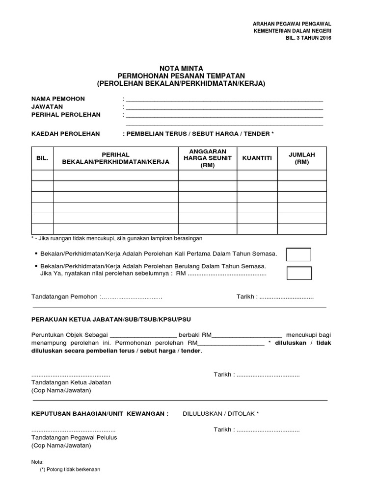 Format Nota Minta | PDF