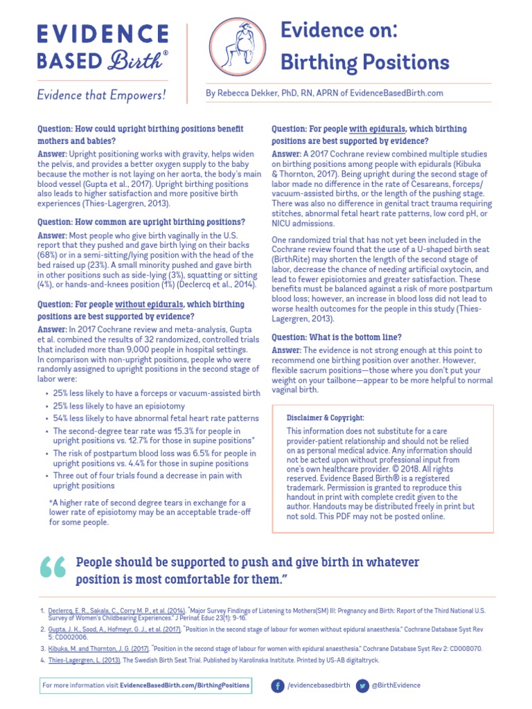 Birthing Positions - Handout | PDF | Motherhood | Childbirth