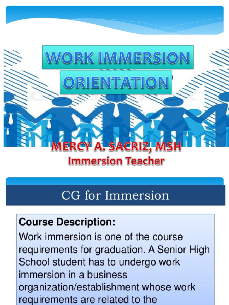 Work Immersion Orientation | PDF