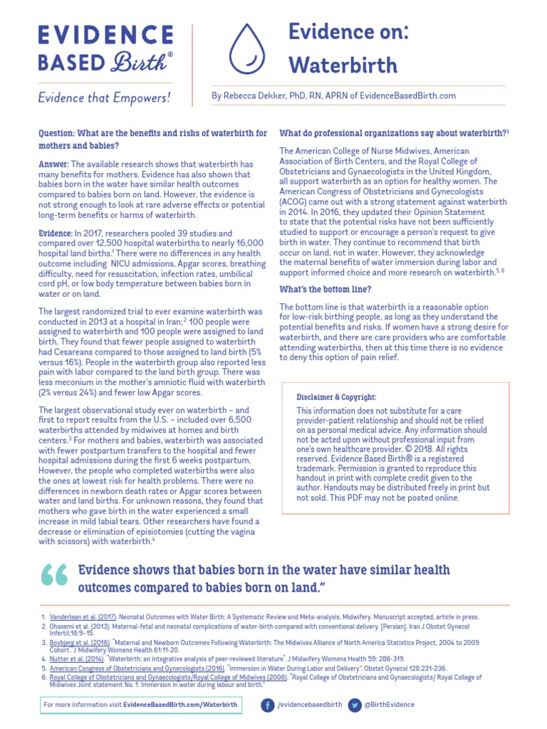 Waterbirth - Handout | PDF | Childbirth | Health Policy