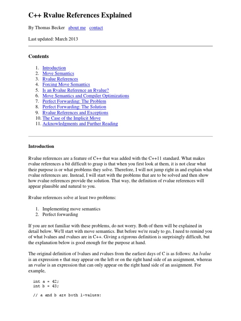 C++ Rvalue References Explained PDF | PDF | C++ | Constructor (Object Oriented Programming)
