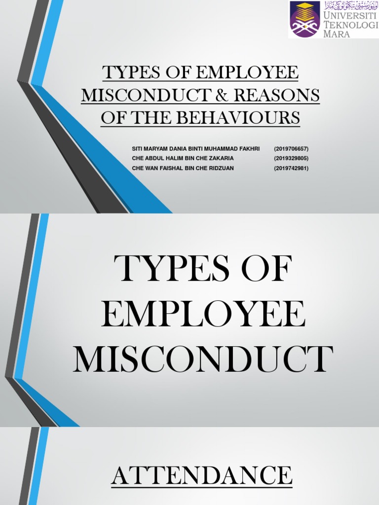 Employee Misconduct Types & Causes | PDF | Career & Growth | Finance ...