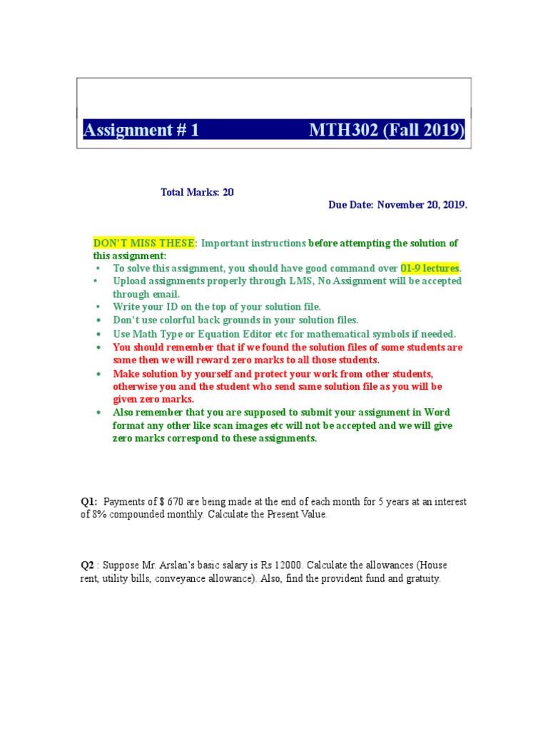 Fall 2019 - MTH302 - 1 | PDF Fall 2019 - MTH302 - 1 | PDF