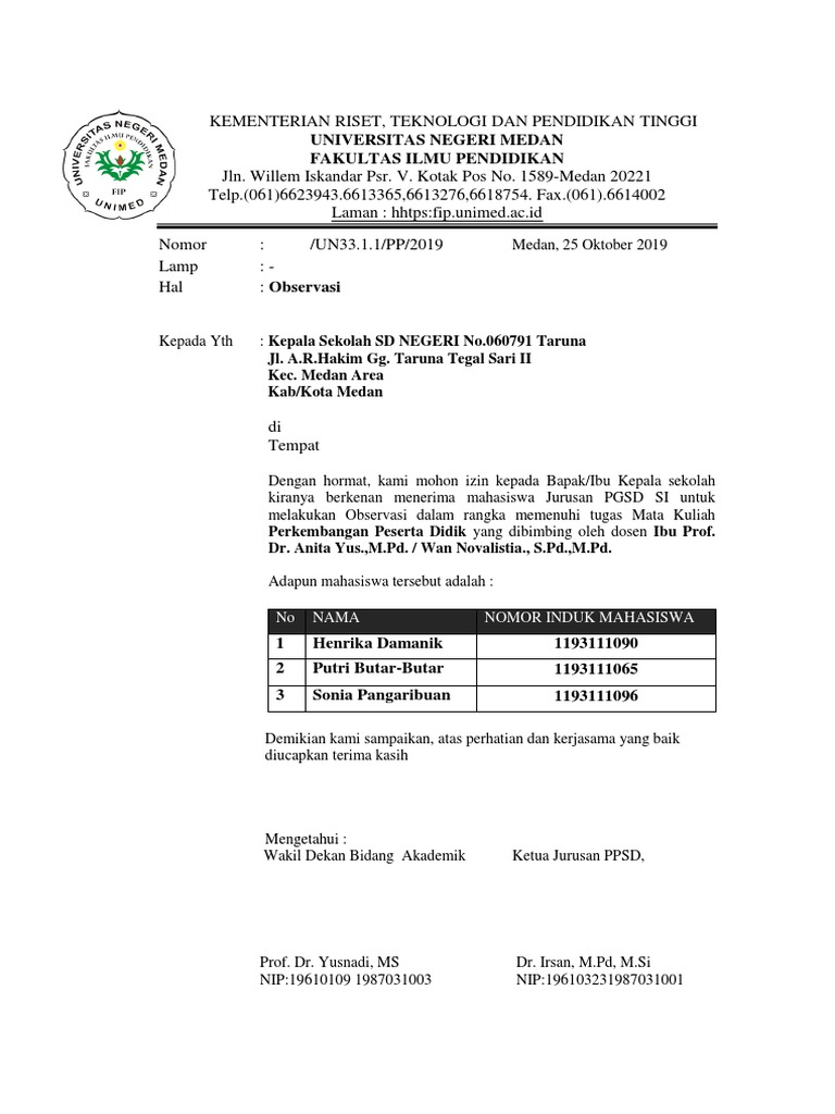 Contoh Format Surat Mini Riset | PDF