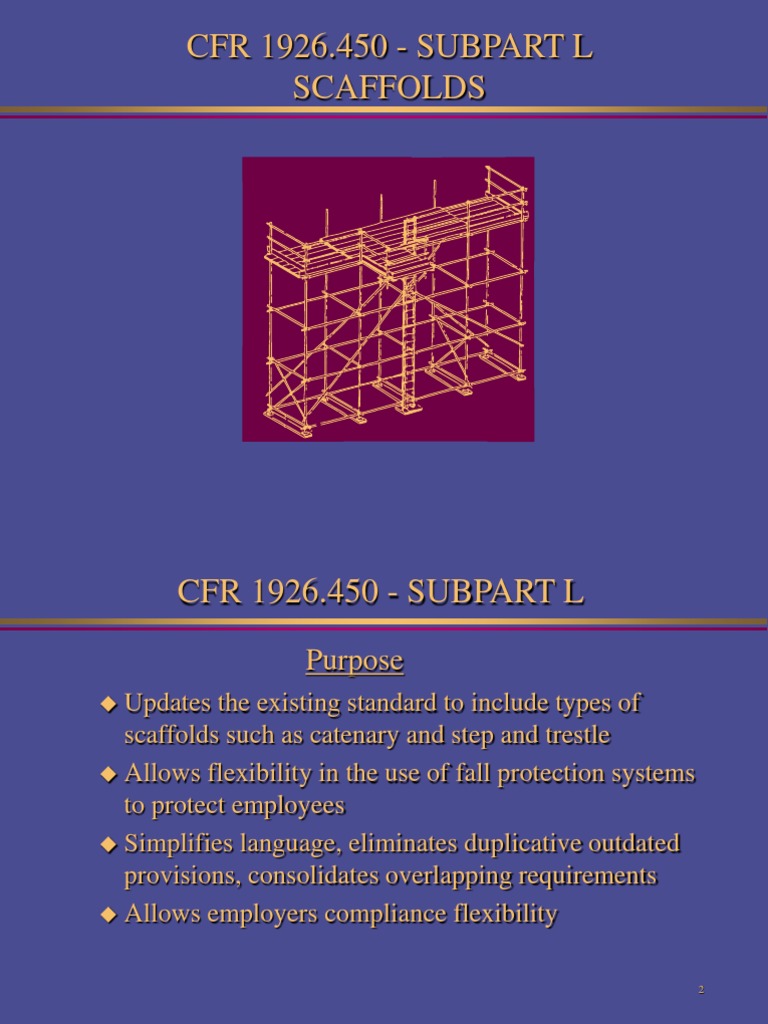 CFR 1926.450 - SUBPART L Scaffolds | PDF | Scaffolding | Manufactured Goods
