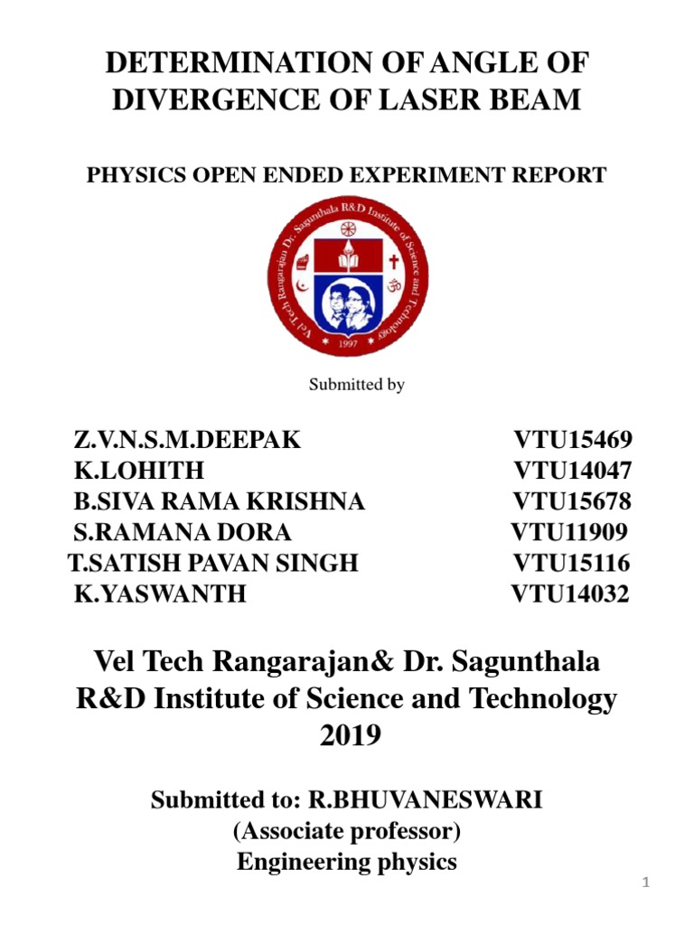 Determination of Angle of Divergence of Laser Beam: Physics Open Ended ...