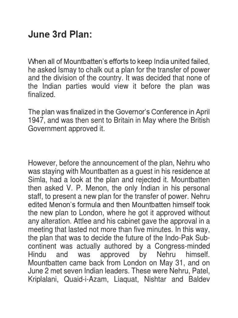 3 June Plain | PDF | Muhammad Ali Jinnah | Pakistan