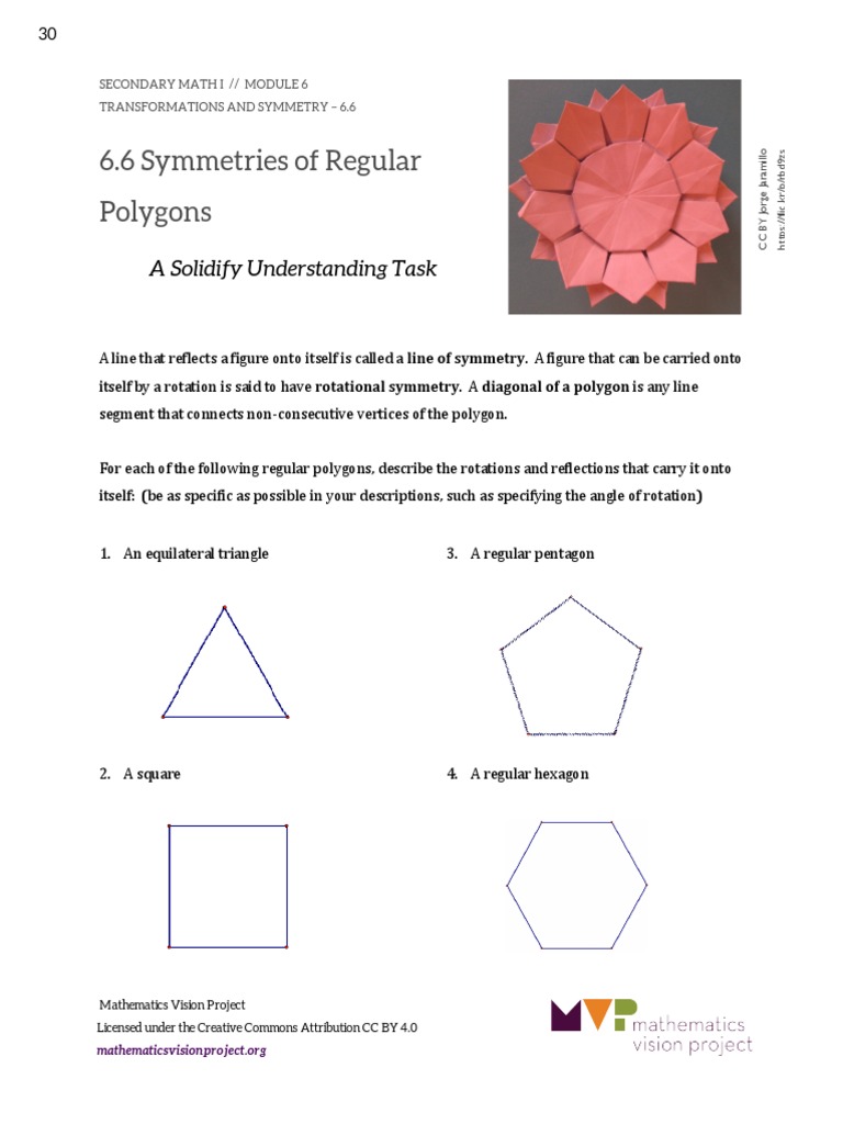 Sec1 Symmetries of Regular Polygons TN | PDF | Symmetry | Polygon