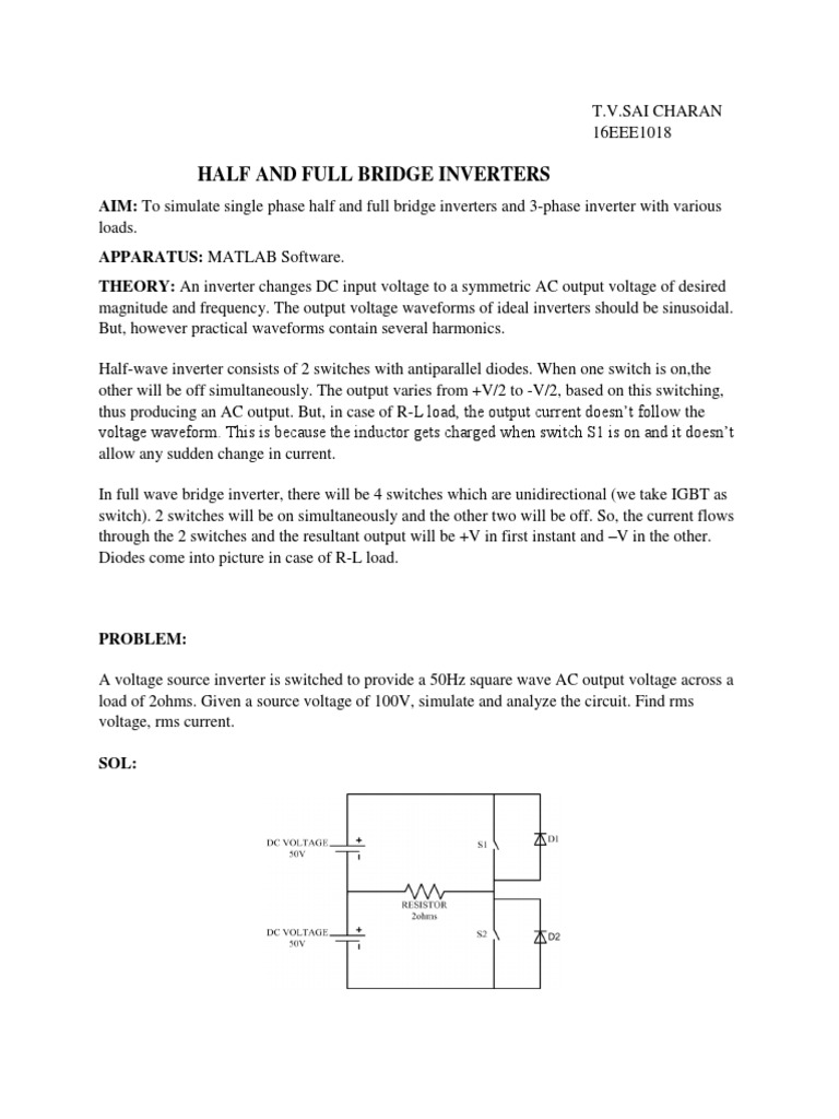 Inverters Half and Full Bridge | PDF | Power Inverter | Power (Physics)