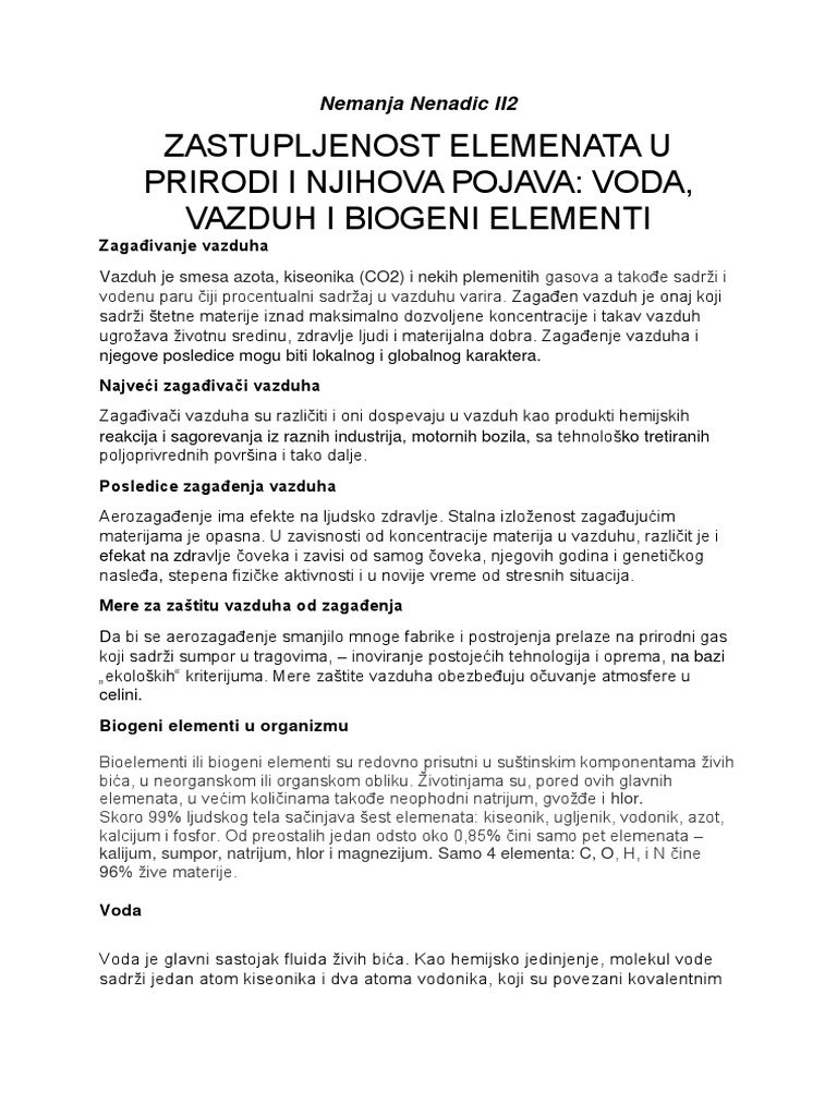 Zastupljenost Elemenata U Prirodi I Njihova Pojava | PDF