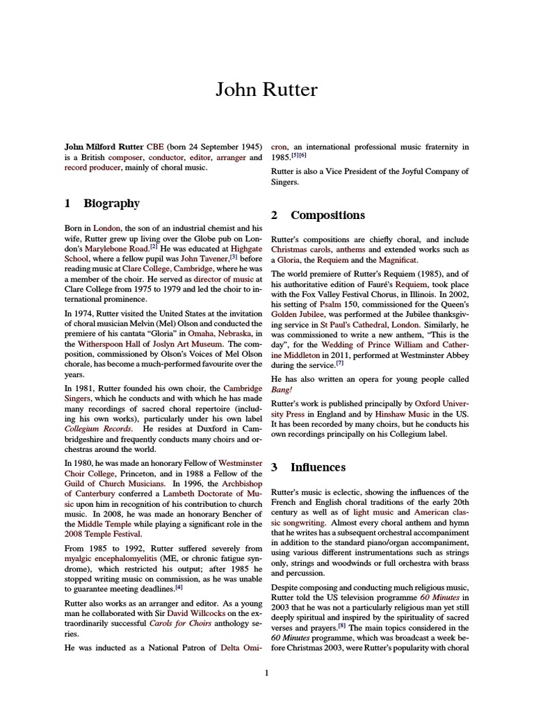 John Rutter's Profile | PDF | Entertainment (General)