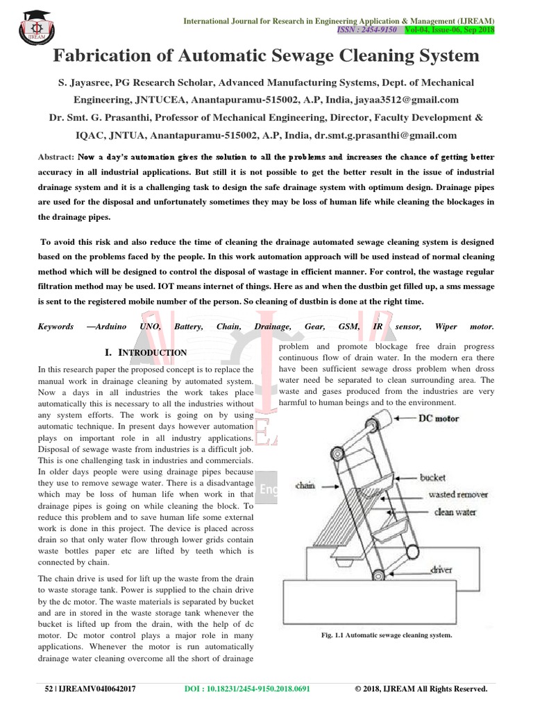 Sewage Cleaning System. | PDF | Electric Motor | Internet Of Things