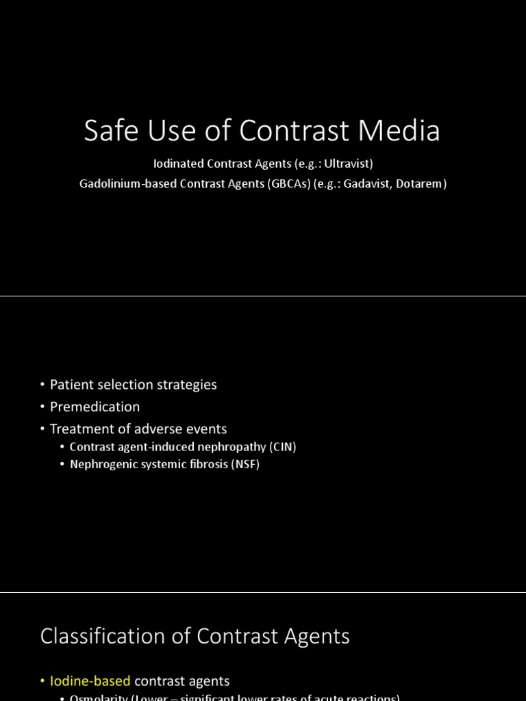 Safe Use of Contrast Media | PDF | Creatinine | Renal Function