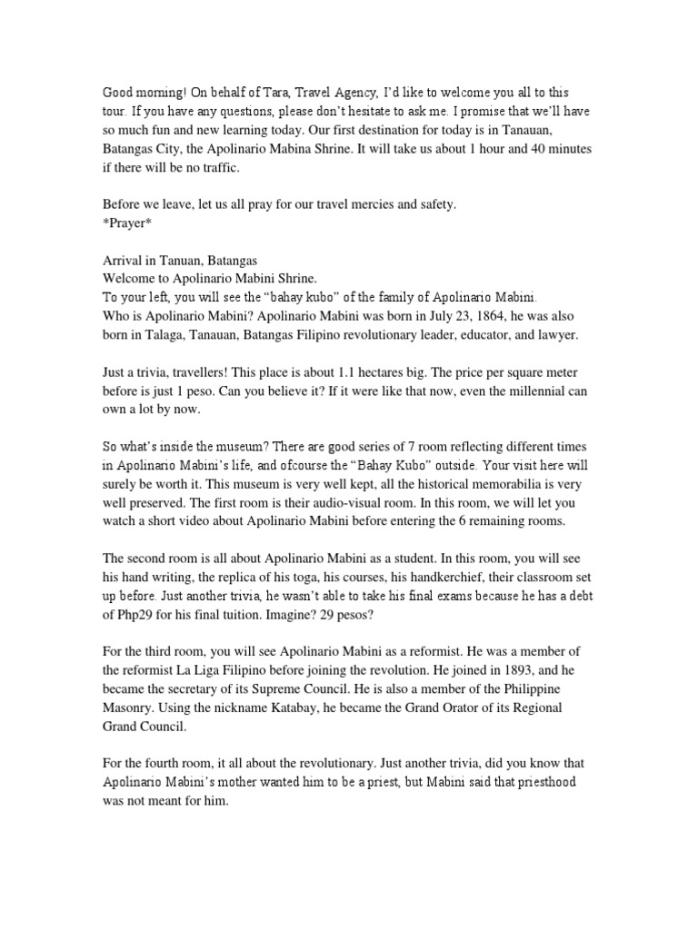 Tour Guiding Spiel | PDF | Philippines