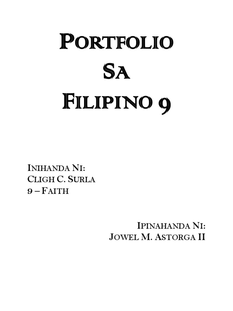 Portfolio Sa Filipino 9 | PDF