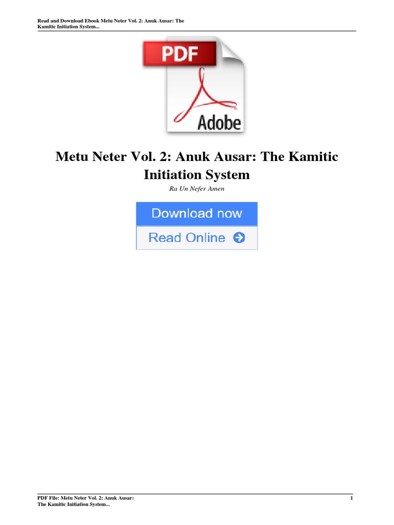 Metu Neter Vol. 2: Anuk Ausar: The Kamitic Initiation System | PDF ...