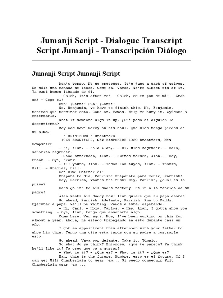 Jumanji Script | PDF