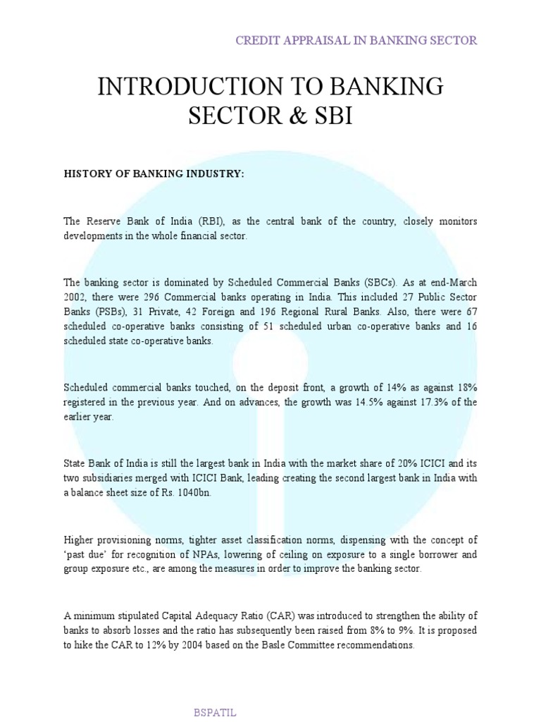 Introduction To Banking Sector & Sbi | PDF | Loans | Credit Card