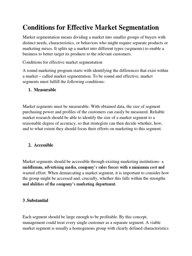 Effective Market Segmentation Criteria | PDF | Market Segmentation ...