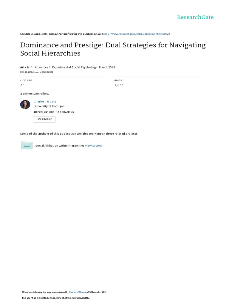 Dominance and Prestige - Dual Strategies For Navigating Social ...