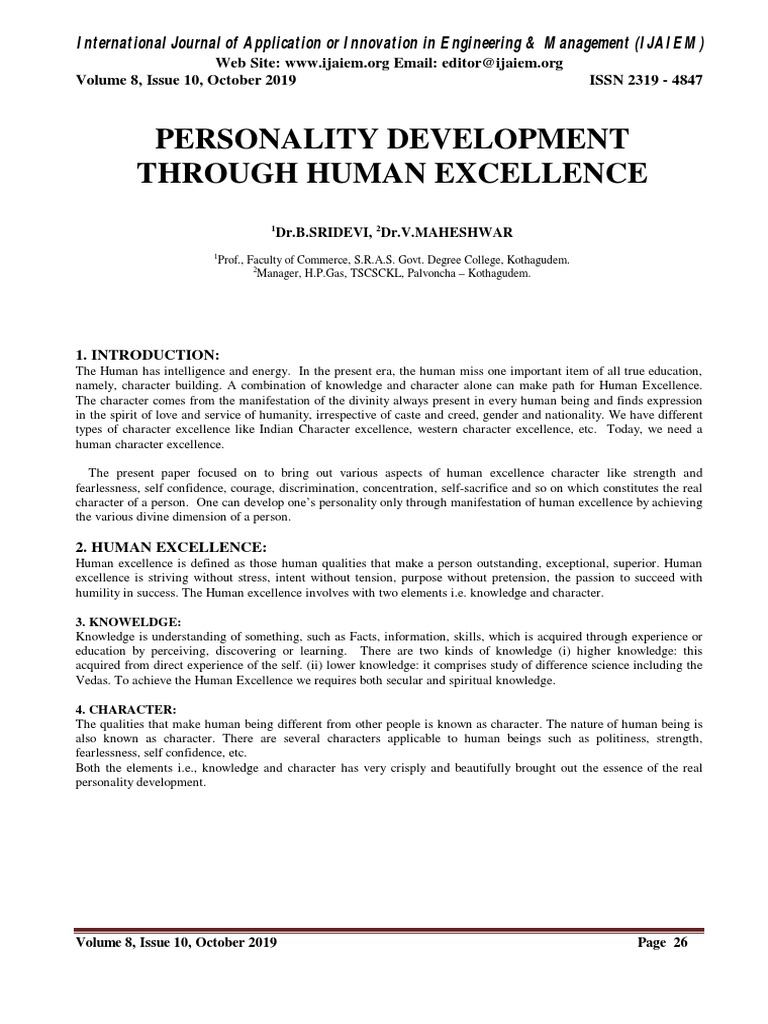 Personality Development via Human Excellence | PDF | Knowledge | Human