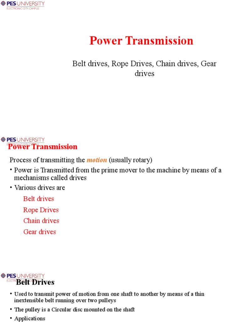Power Transmission: Belt Drives, Rope Drives, Chain Drives, Gear Drives ...