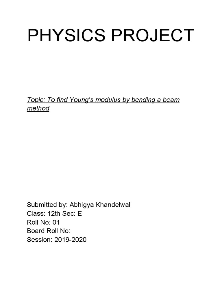 Physics Project | PDF | Young's Modulus | Bending